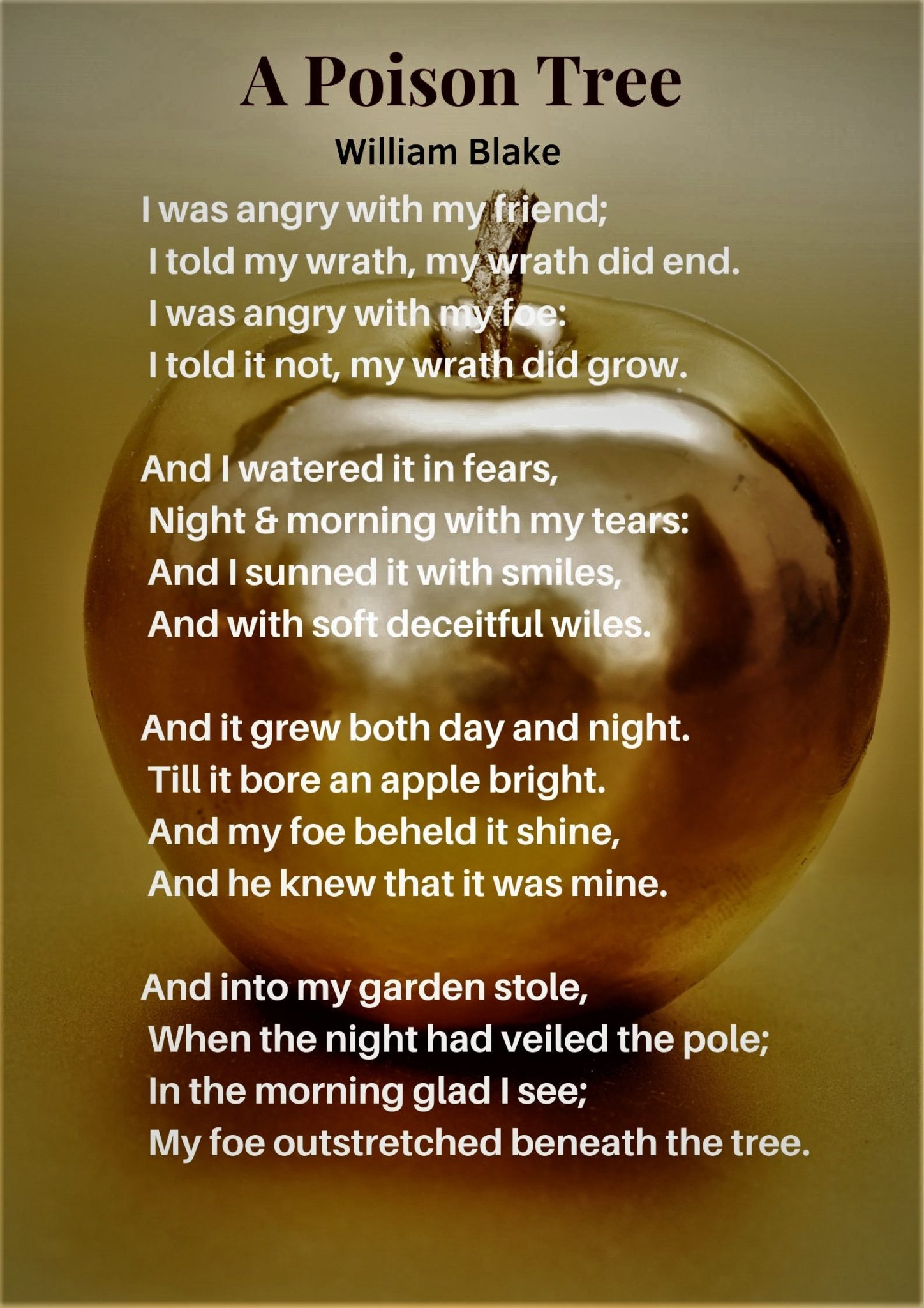 A Poison Tree by William Blake – Summary Analysis Questions ...